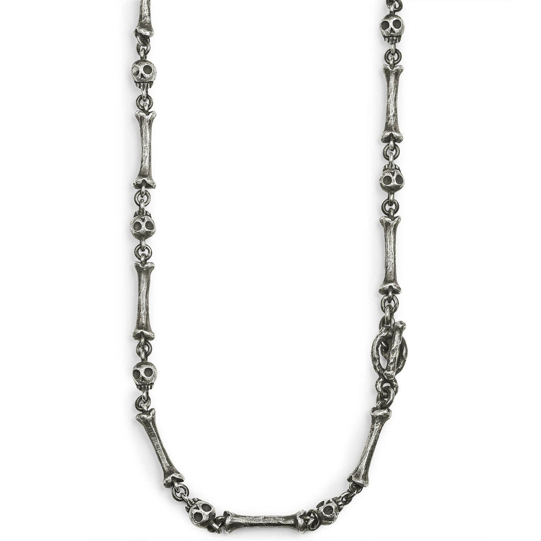 Jumbo Pirate Skull & Bones Chain Link Necklace in Antiqued Silver – LEE ...