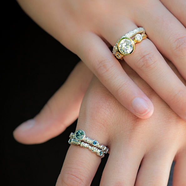 Sybil Trilogy Ring in 18k Yellow Gold & your choice of gemstones – LEE ...